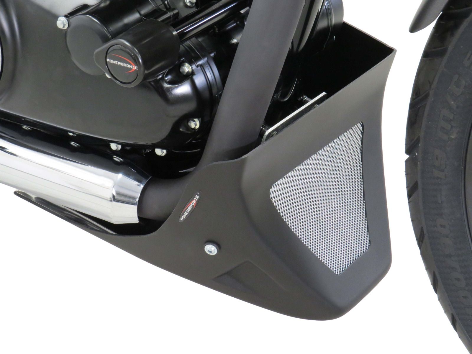 Fits Honda GB350S 2025 > Carbon Look & Silver Mesh Belly Pan Powerbron ...