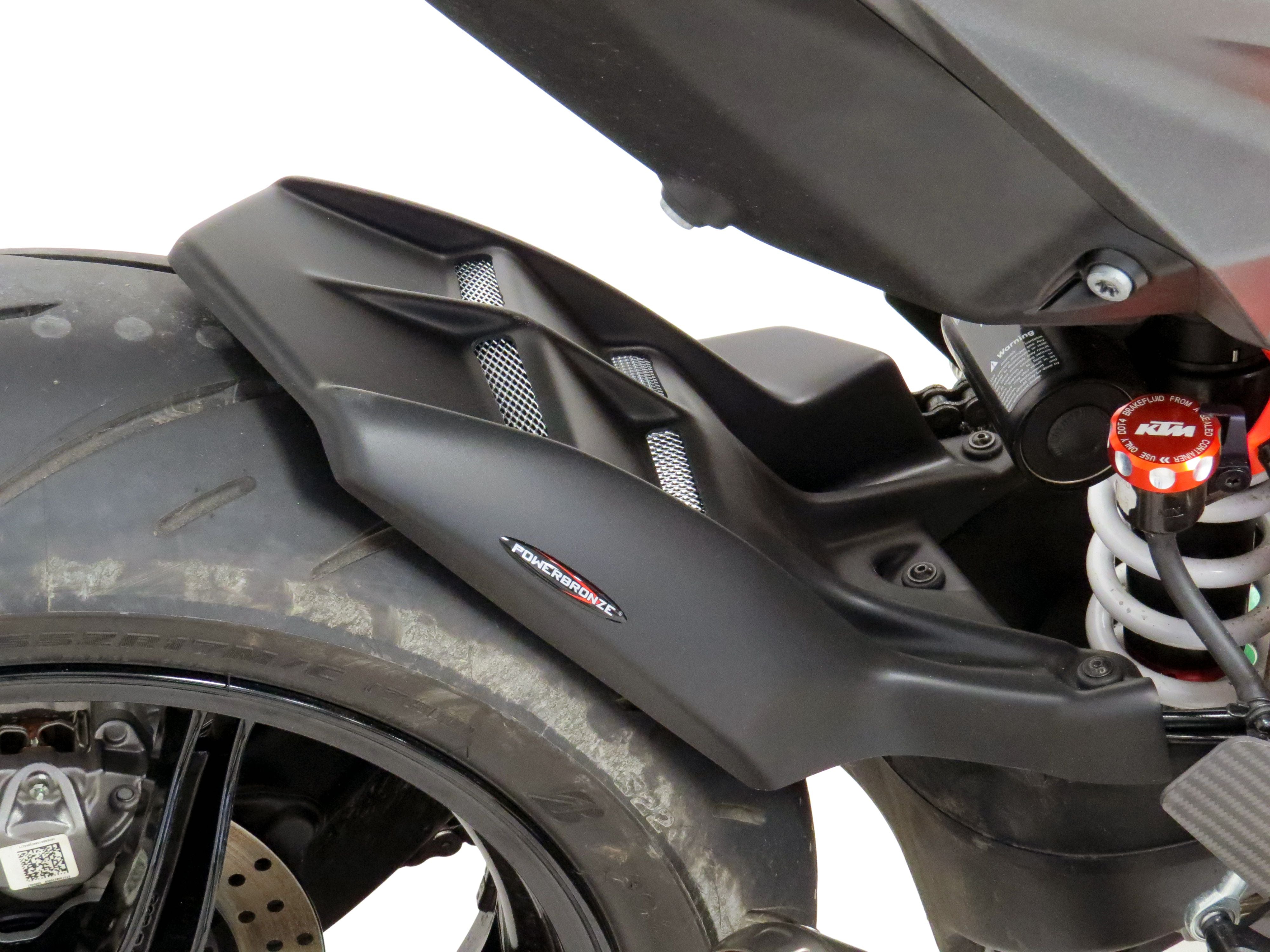 KTM 1290 Super Duke R 20-2023 Matt Black & Silver Mesh Rear Hugger Pow ...