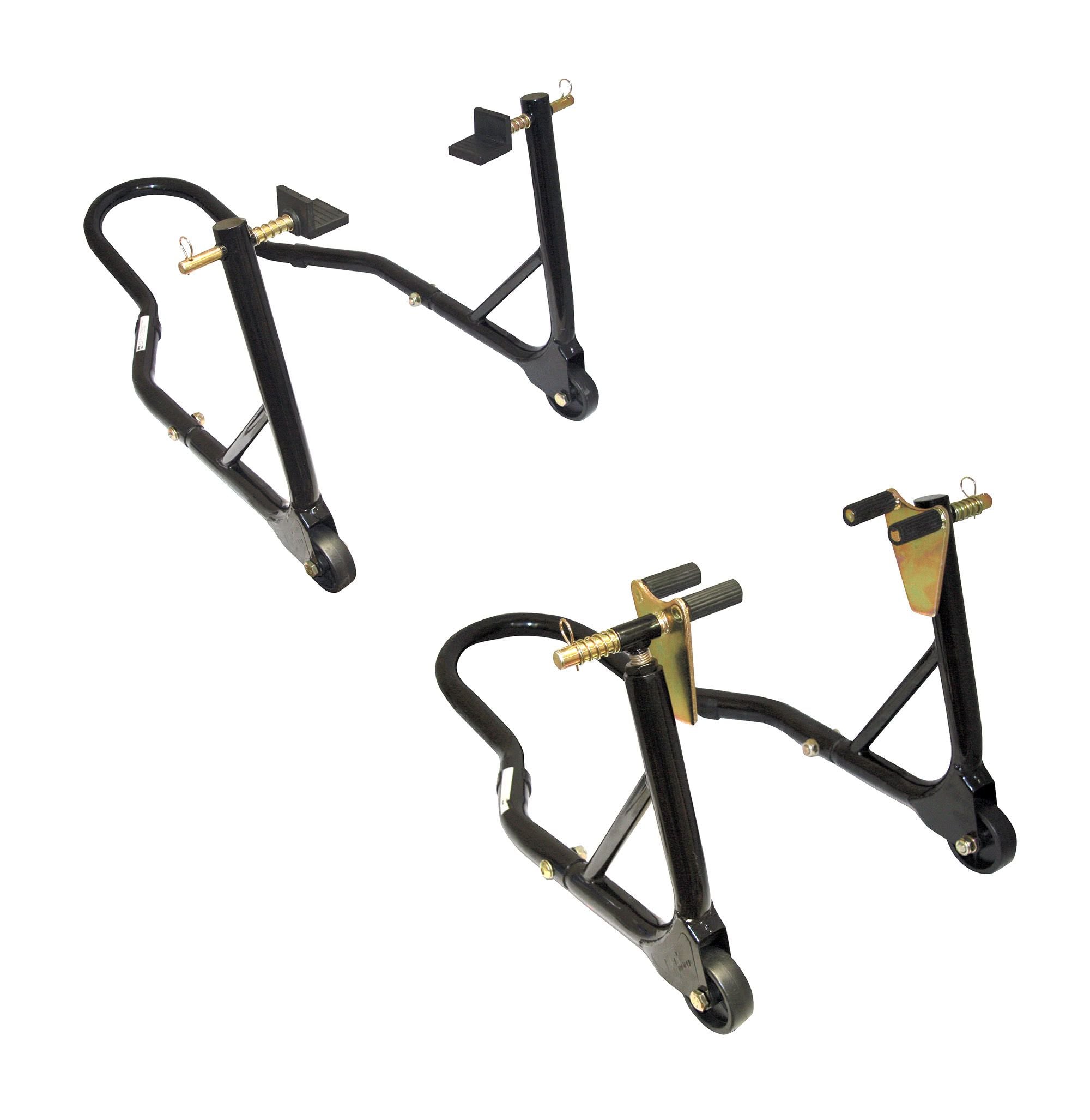 MotoGP Round Tubing Front & Rear Track Paddock Stand Set- Black | STP ...