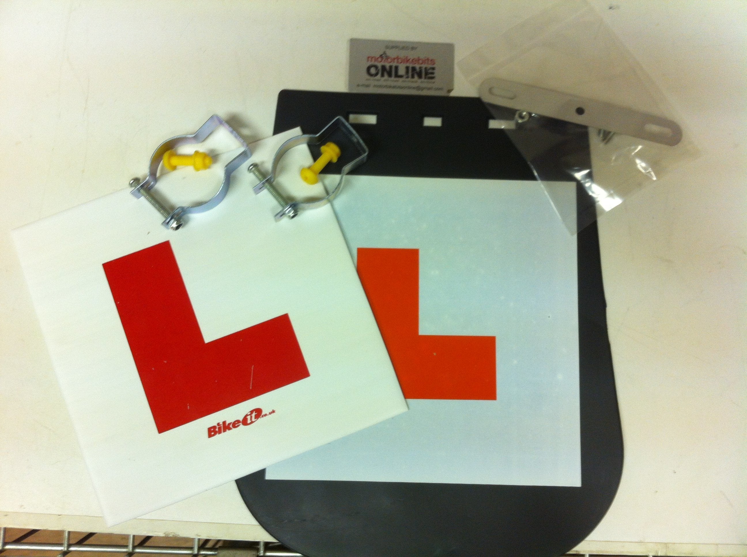 Motorcycle Scooter L Plate Pack 1 x Mudflap L-Plate & 1 x Rigid L-plat ...