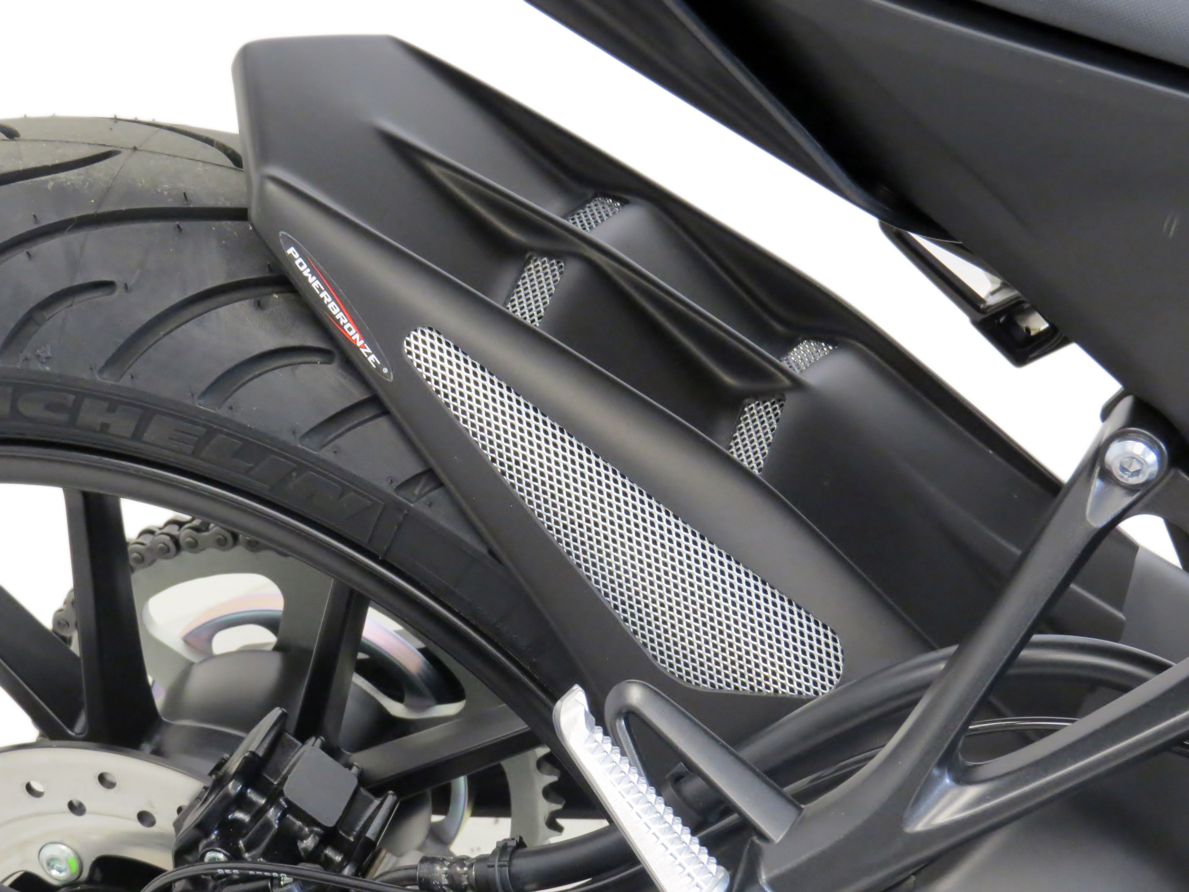 Yamaha YZF-R125 2019-2024 Matt Black & Silver Mesh rear hugger by powe ...